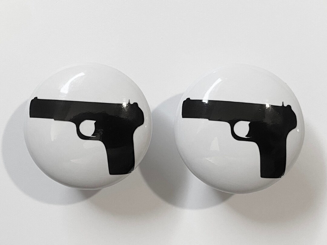 Pair 1.5” Gun Pistol Drawer Knobs Pulls White Ceramic - Etsy