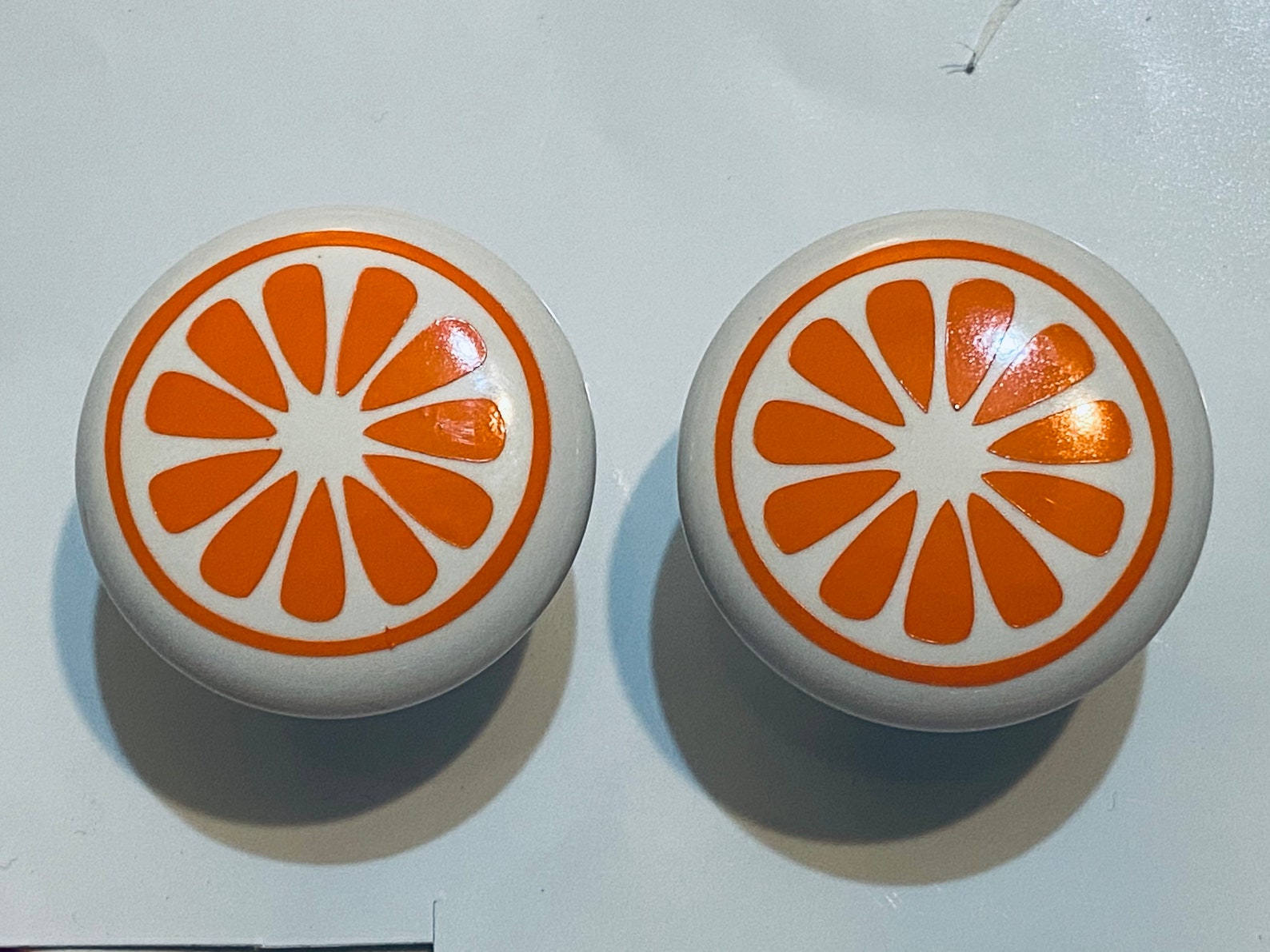 Pair 1.5 Fruit Themed Drawer Knobs Pulls White Ceramic | Etsy