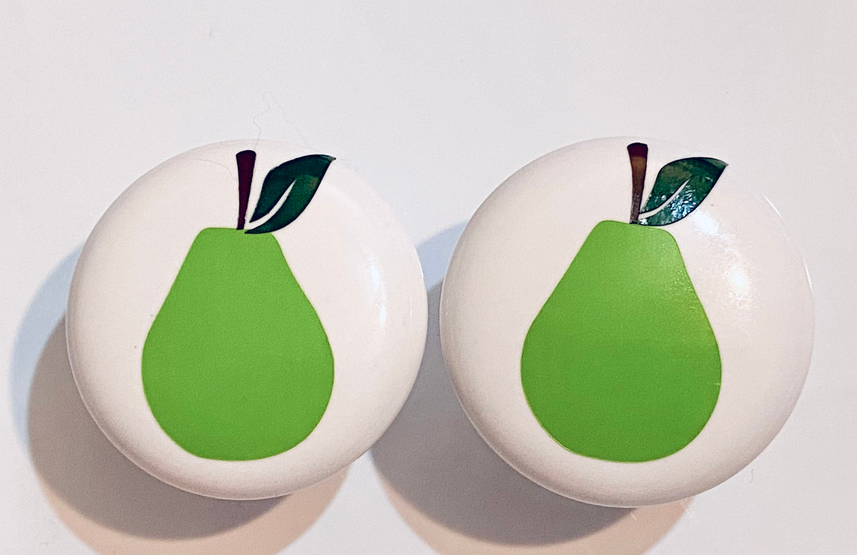 Pair 1.5 Fruit Themed Drawer Knobs Pulls White Ceramic | Etsy