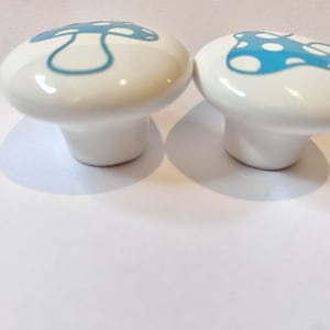 Mushroom Drawer Knobs Pulls White Ceramic Fungi Pair 1.5” - Etsy