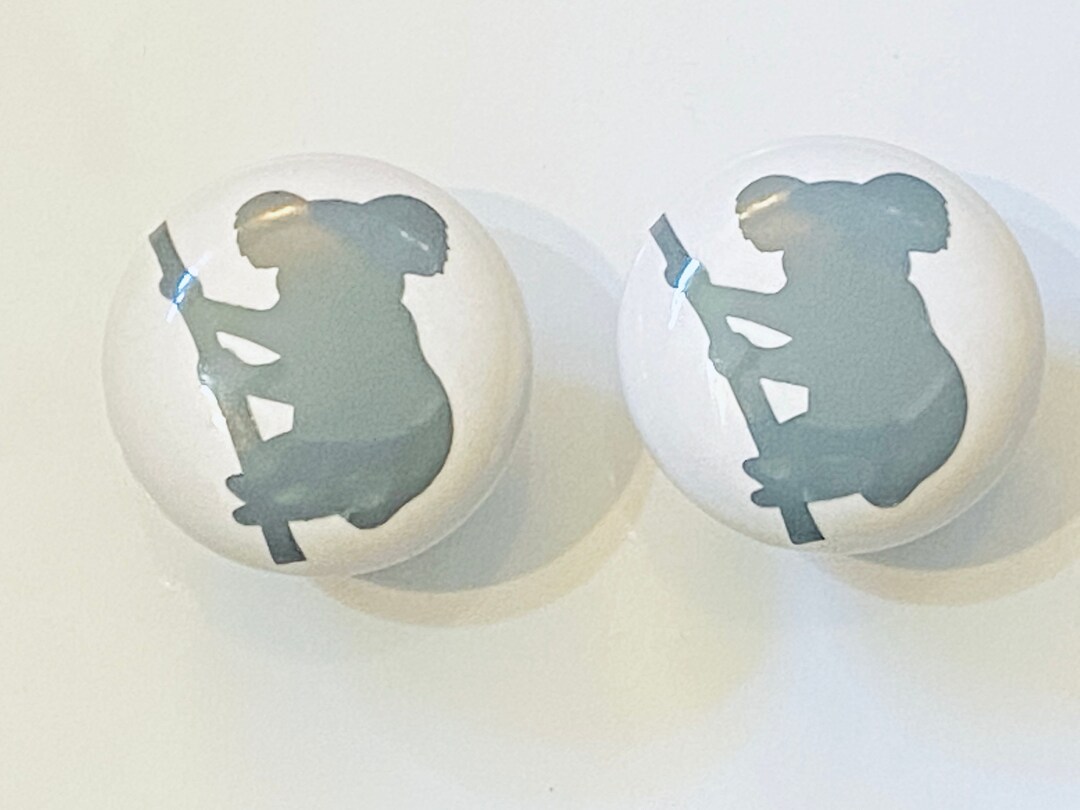 Pair 1.5 Koala Bear Drawer Knobs Pulls White Ceramic - Etsy