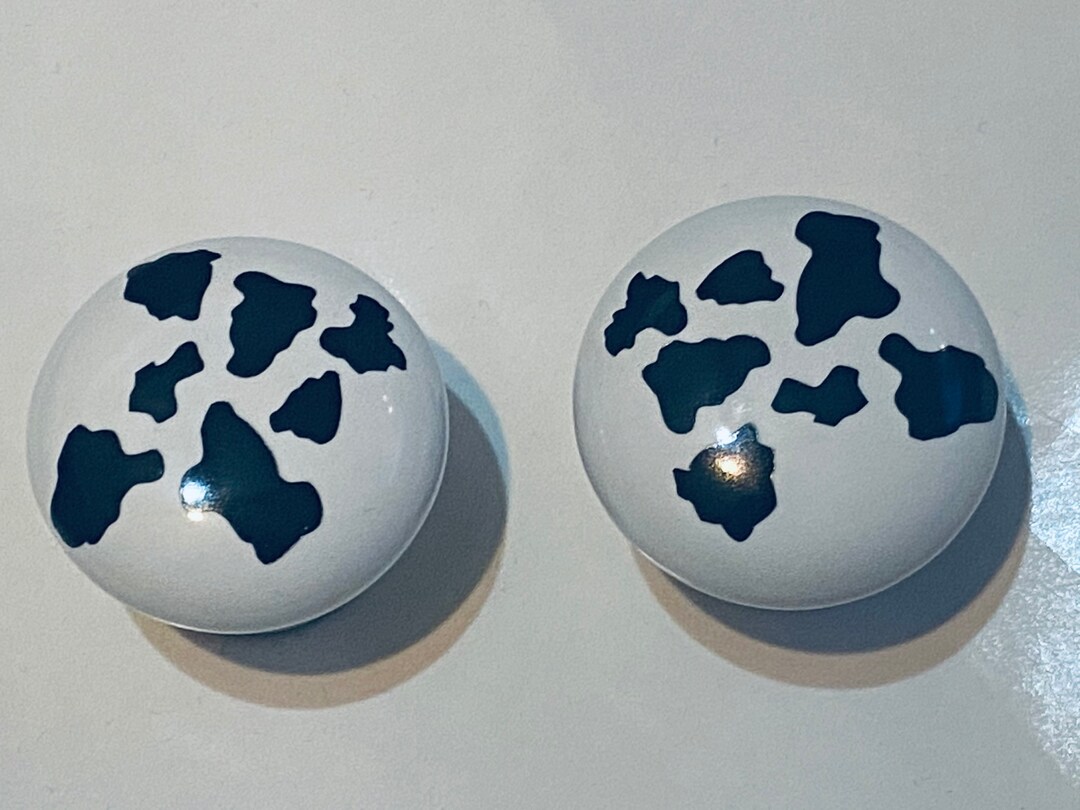 Pair 1.5” Cow Hide Farm Animal Drawer Knobs Pulls White Ceramic - Etsy