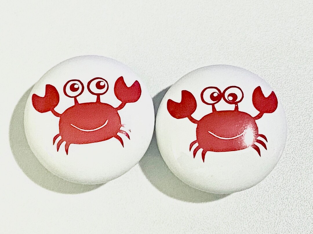 Pair Smiling Crabs Knobs Glass Cabinet Knobs Pulls White Ceramic 1.5. Excellent Quality. - Etsy