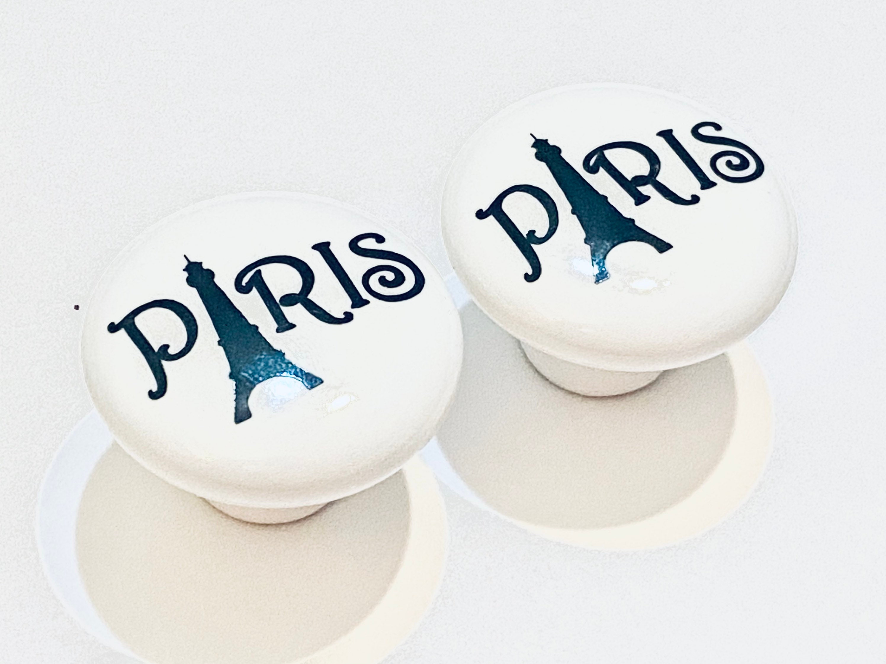 Pair Paris Symbol Drawer Knobs Pulls White Ceramic 1.5" - Etsy