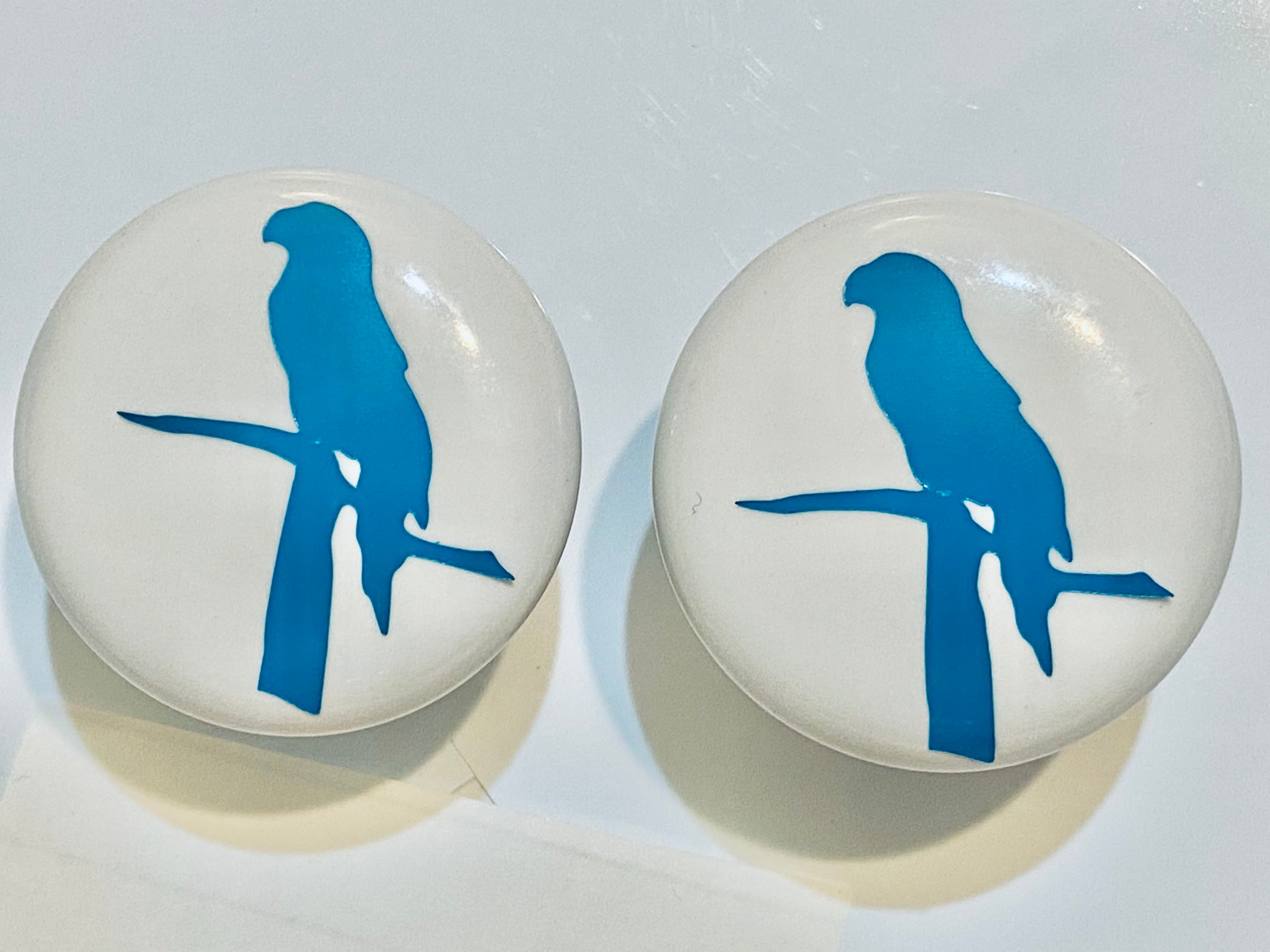 Pair 1.5 Parrot Drawer Knobs Pulls White Ceramic - Etsy