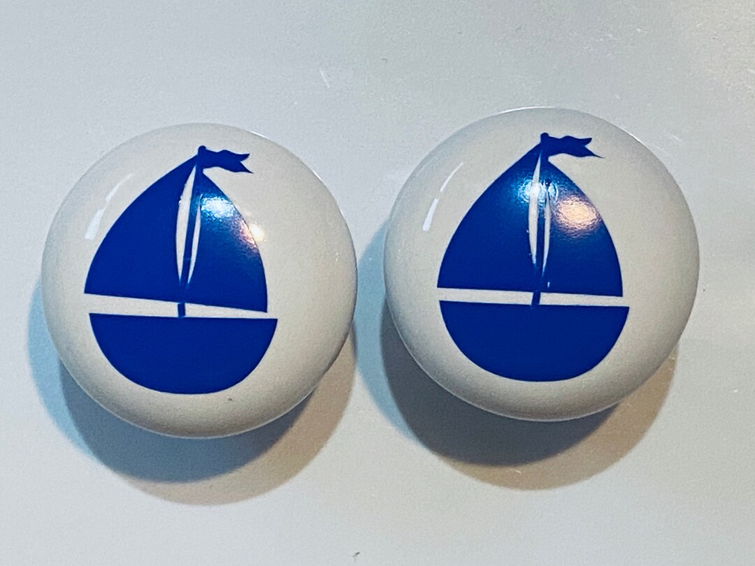 Pair 1.5” Sail Boat Drawer Knobs Boats Pulls White Ceramic - Etsy