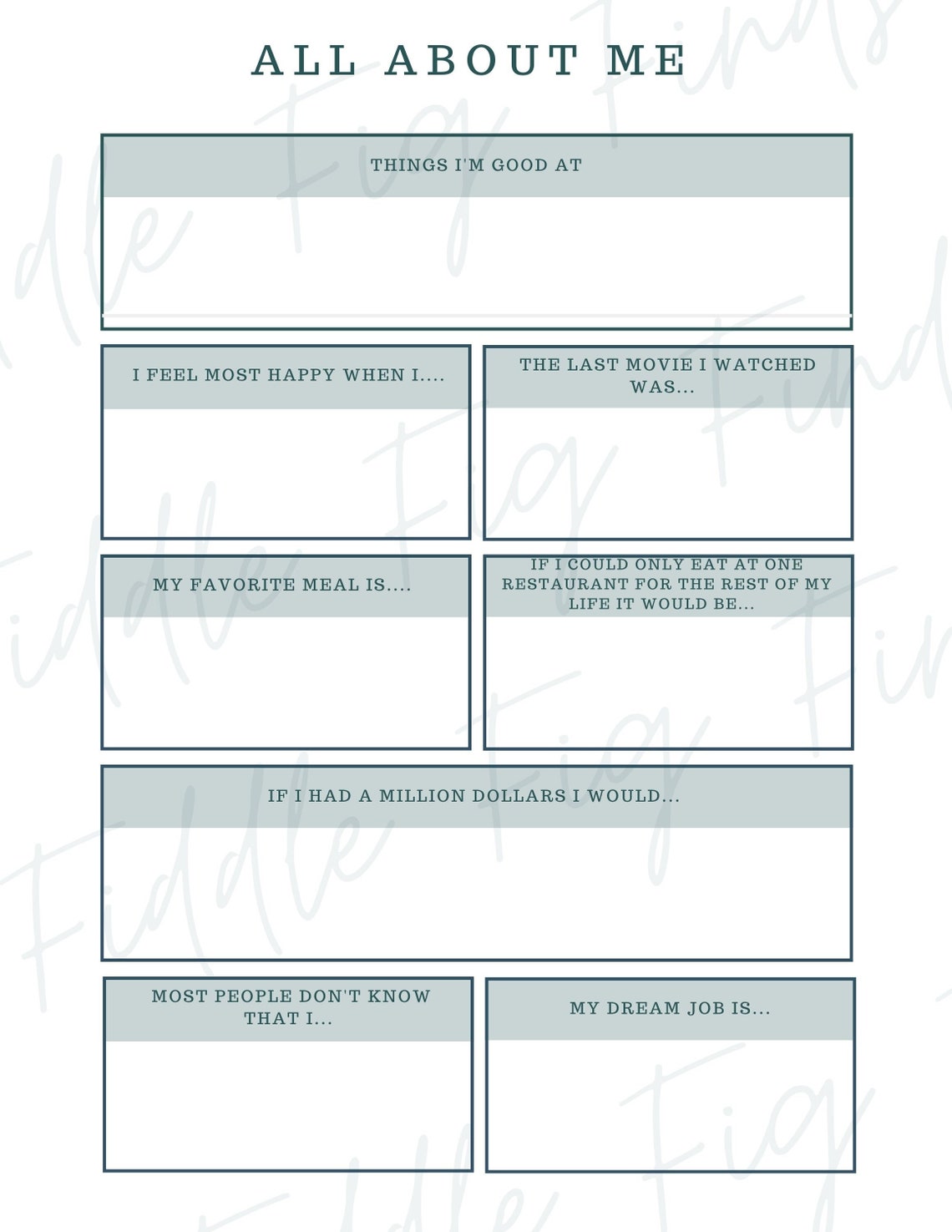 All About Me Worksheet Digital Download - Therapy Rapport Builder - CBT ...