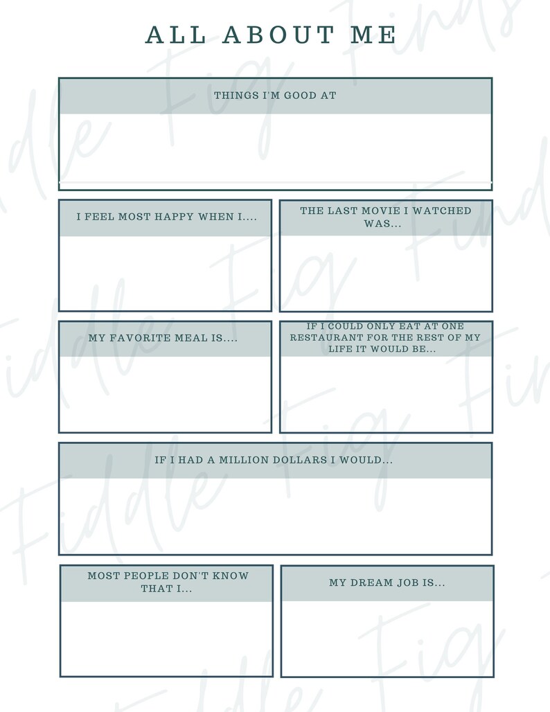 All About Me Worksheet Digital Download - Therapy Rapport Builder - CBT ...