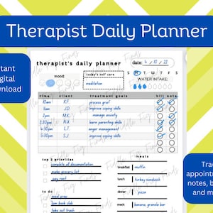 Therapist Daily Appointment Planner, Therapist Calendar, Daily Clinical ...