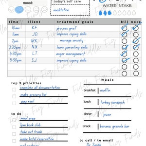 Therapist Daily Appointment Planner, Therapist Calendar, Daily Clinical ...