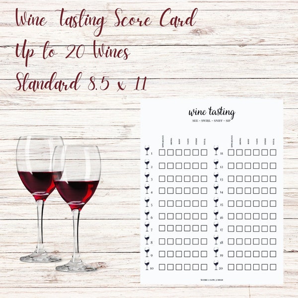 Wine Tasting Score Cards - Etsy