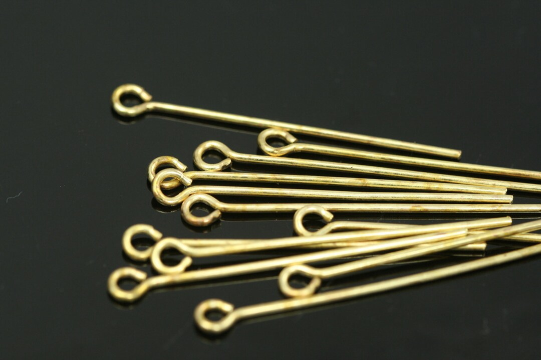 Brass Eye Pin 100 Pcs 40mm 18 Gauge( 1mm ) Raw Brass (varnish)eyepin ...