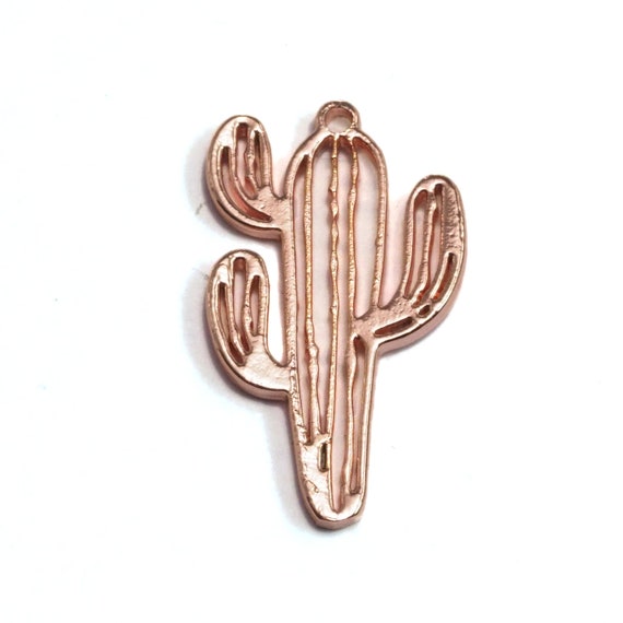 Rose Gold Plated Brass Cactus With Loop 25x15mm Size 1.5mm - Etsy