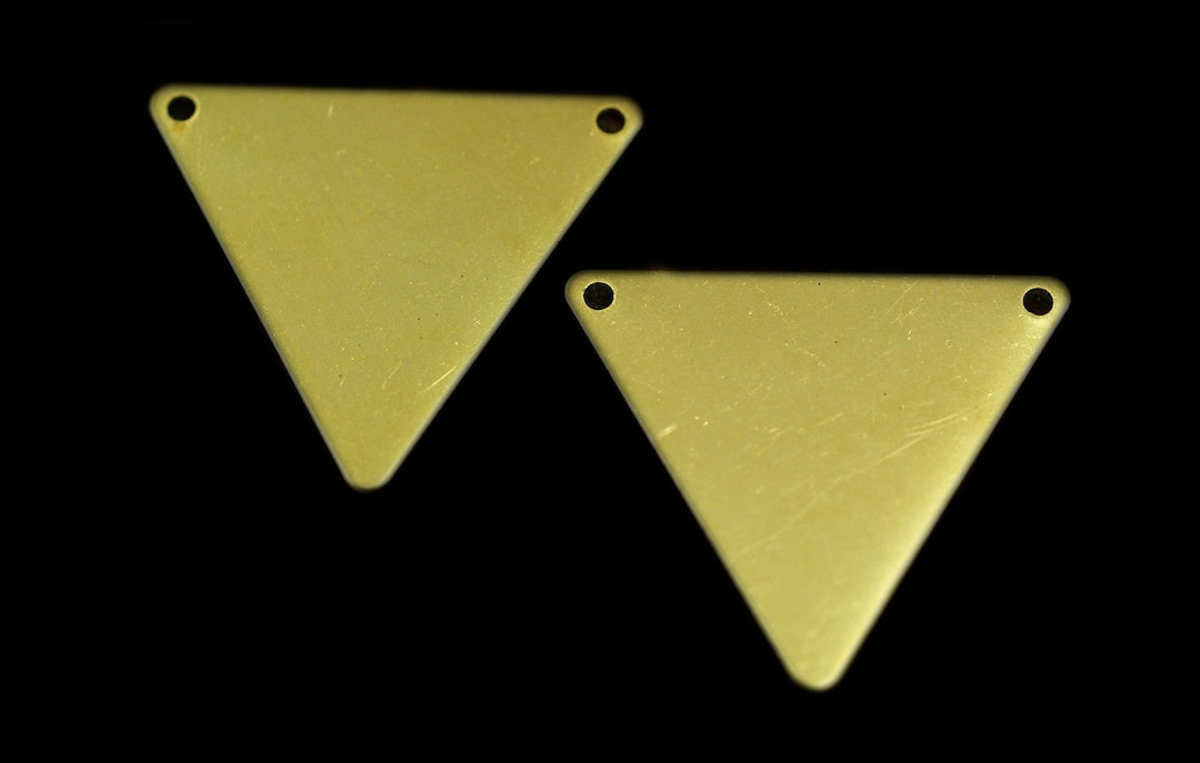 40 Pcs 22x25mm Raw Brass Triangle Tag 2 Hole Connector Charms ,findings ...