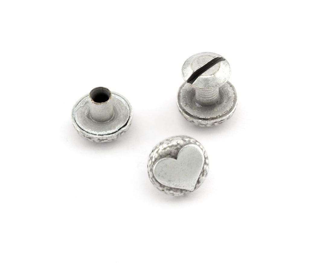 Heart Screw Rivets, Chicago Screw / Concho Screw, (10mm Head) Raw Brass ...