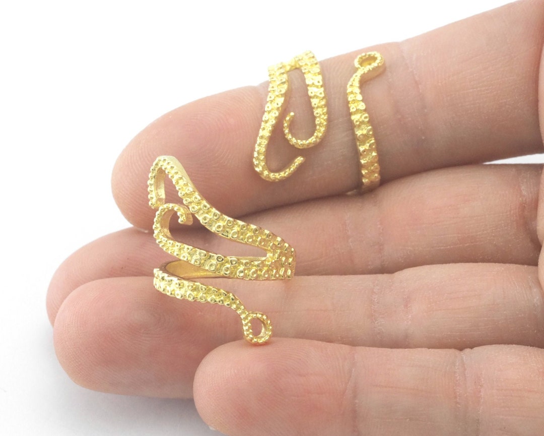 Octopus Tickle Ring With Loop Raw Brass (18mm 8US Inner Size) 4318 - Etsy