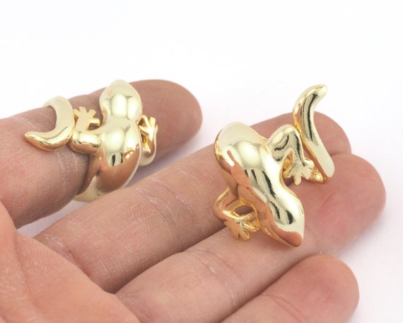 Lizard Ring Animal Adjustable Shiny Gold Plated Brass 18mm | Etsy