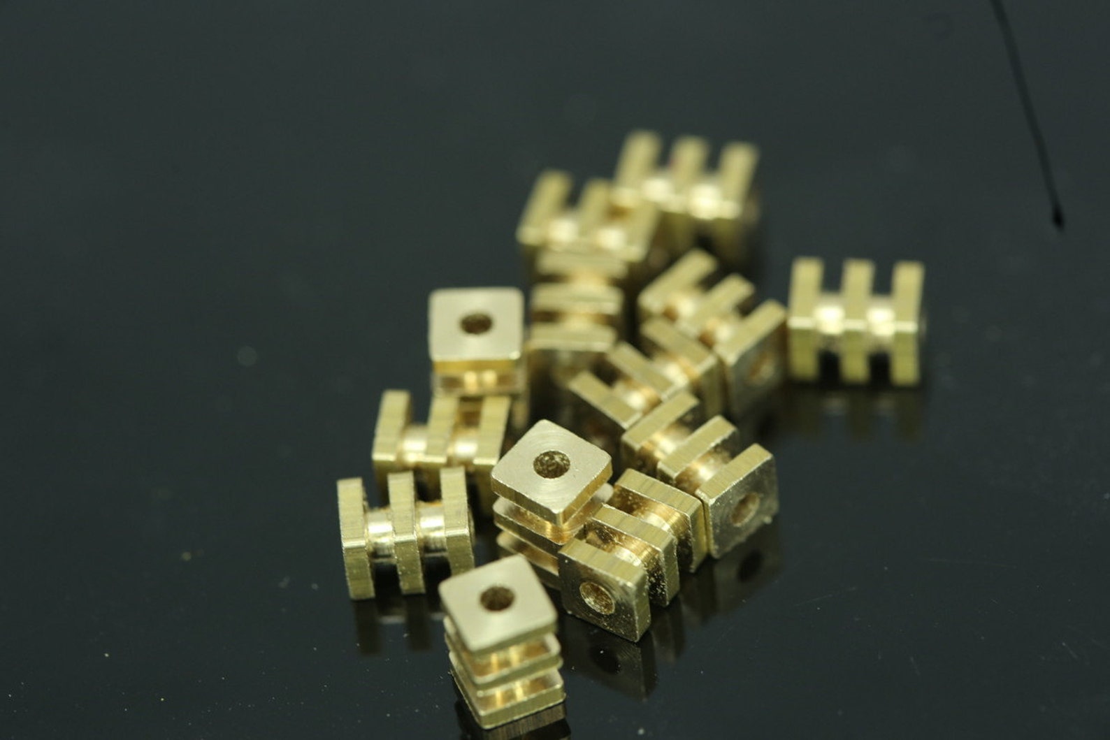 Raw Brass Square Spacer 5x7mm 3/16"x9/32" (2mm 5/64" 12 Gauge Hole ...
