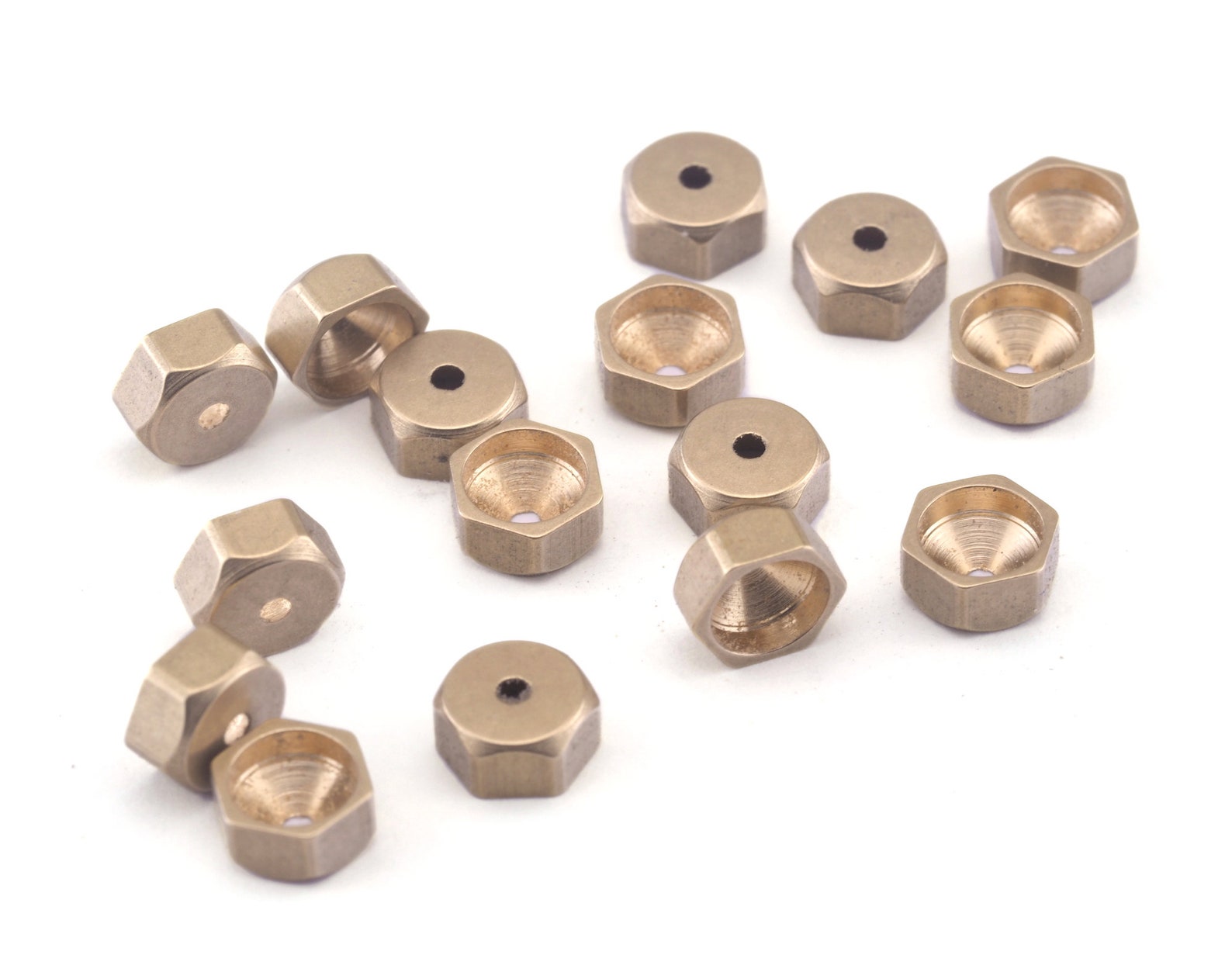 Hexagonal End Caps Raw Brass 6x3mm 5mm Inner , ENC5 Oz2786 - Etsy