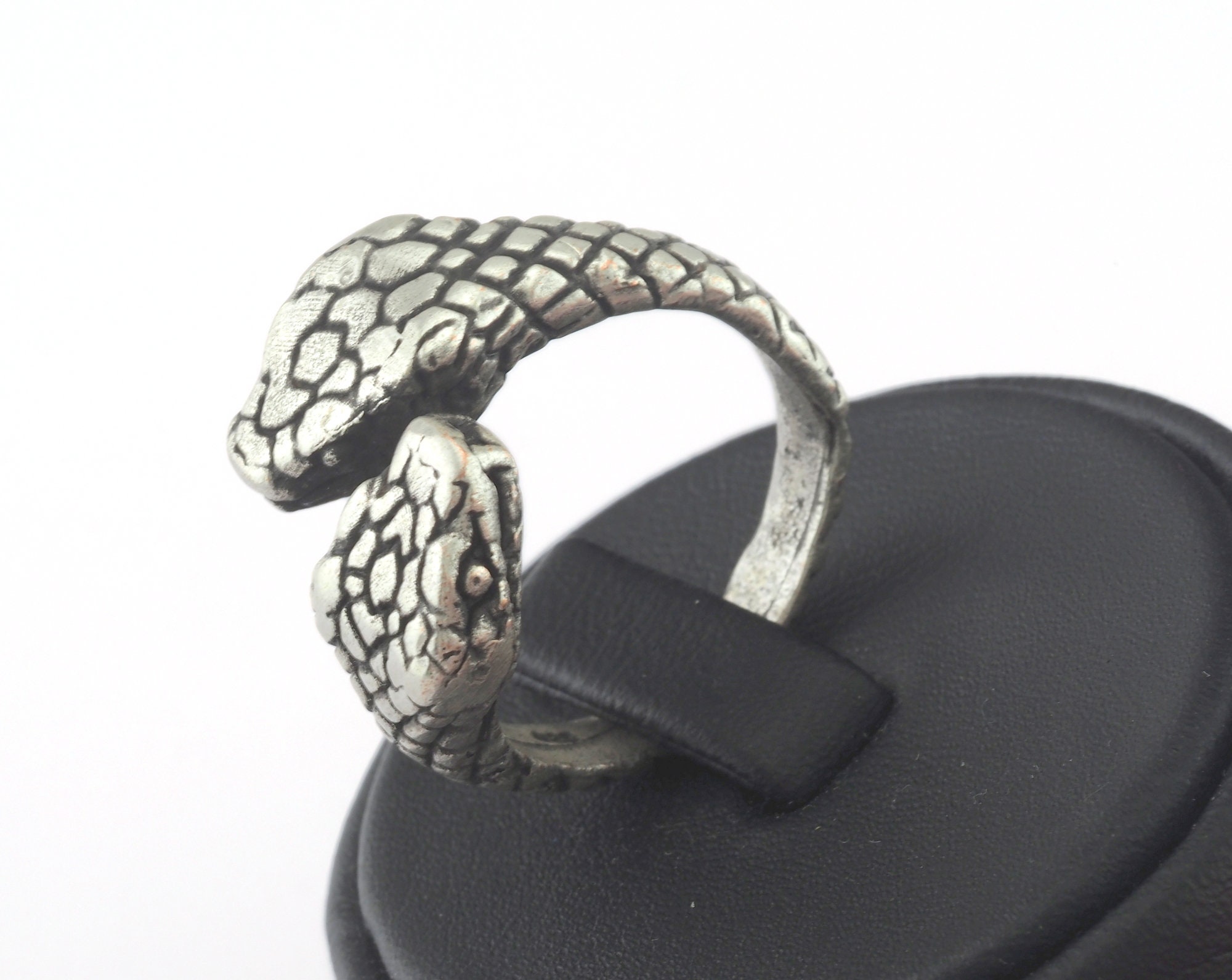 Snake Ring Adjustable Antique Silver Plated Brass 18mm 8US - Etsy