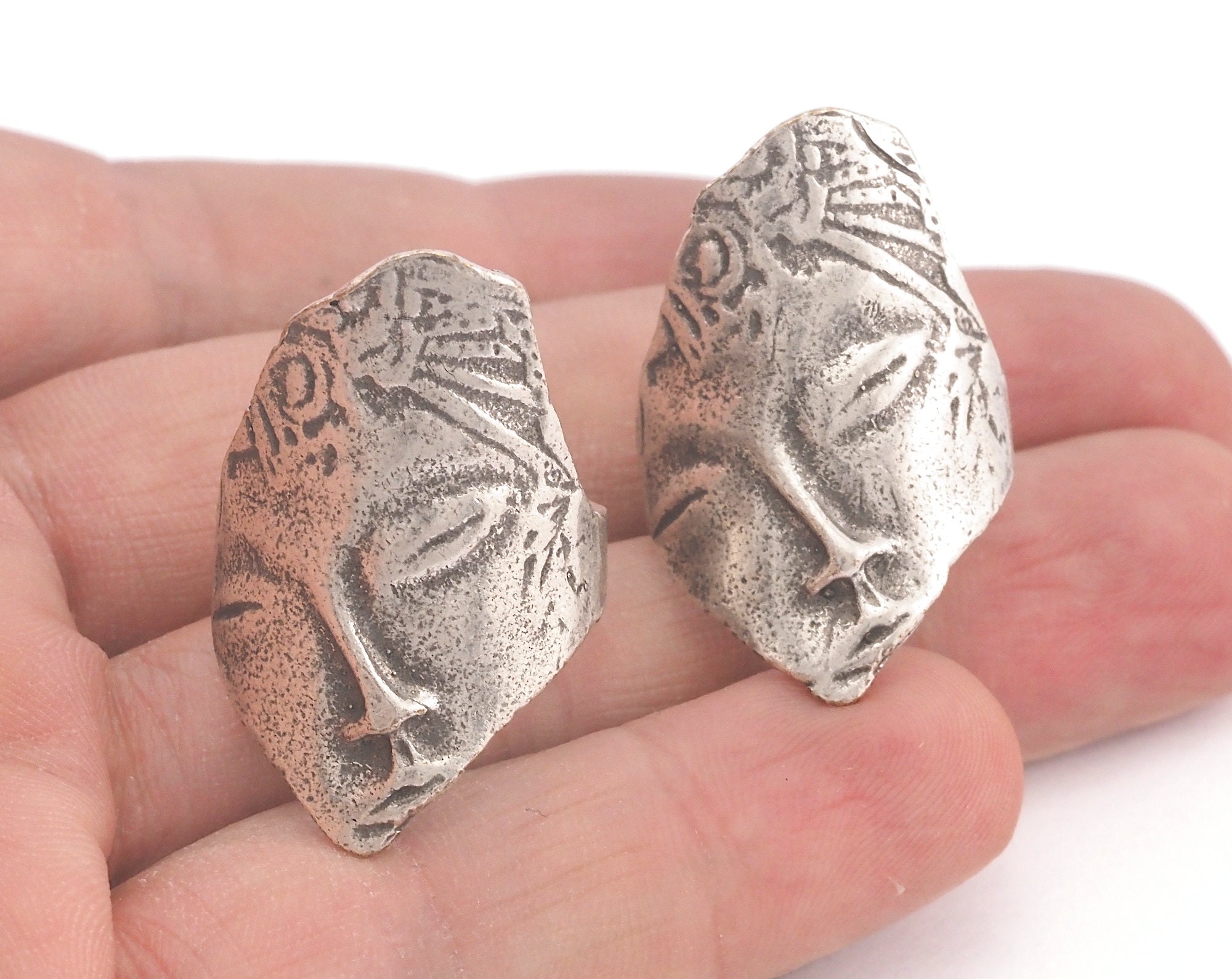 Mythological Face Adjustable Ring Antique Silver Plated Brass - Etsy