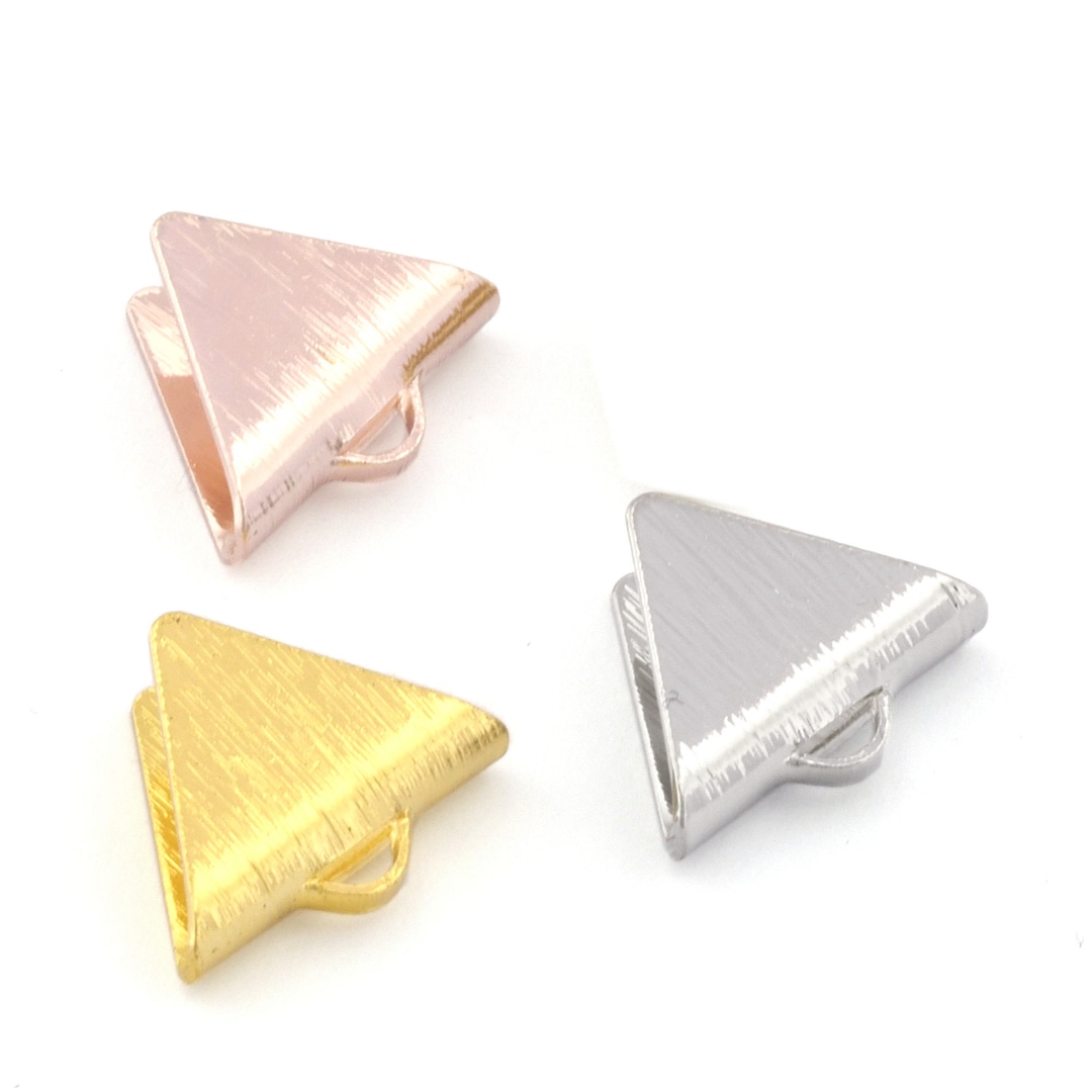 Triangle Brass Ribbon Crimp, Gold, Silver, Rose Tone, Jewelry Findings ...