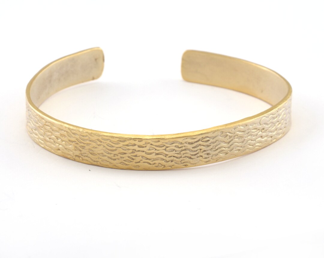 Textured Bracelet Matte Gold Plated Brass 1 Pc. (65mm Inner Size ...