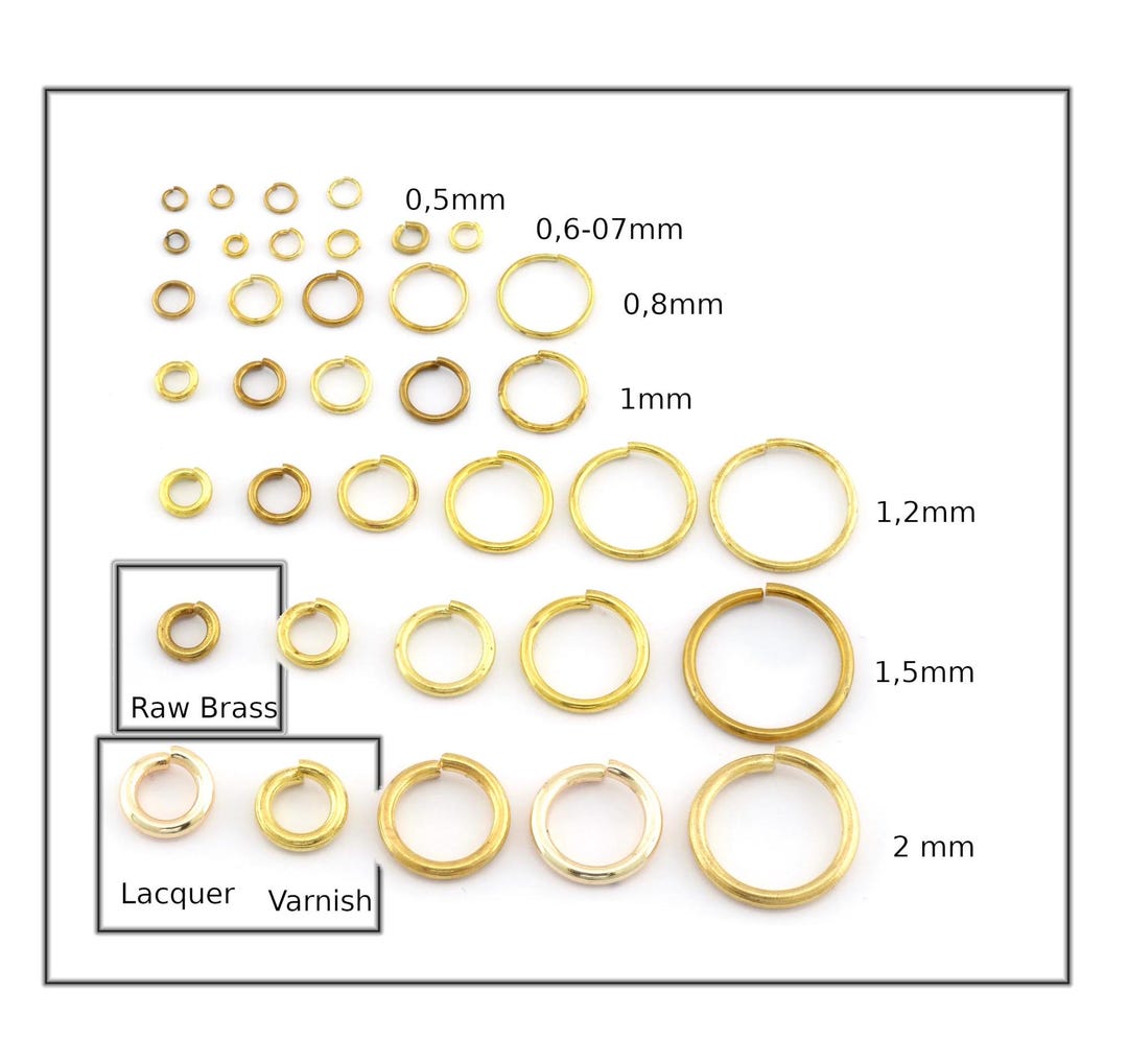 Open Jump Ring Multi Sizes Optional Thickness Raw Brass - Varnish ...