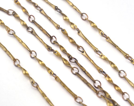 Swirl Bar Link Chain Raw Brass Z126 | Etsy