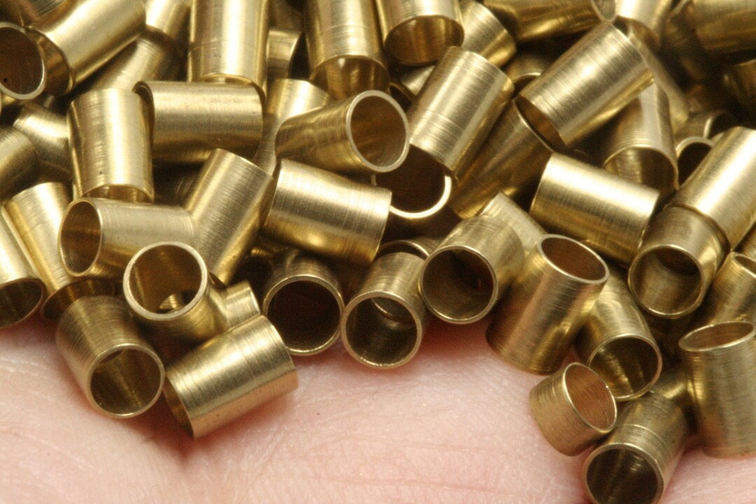 50 Pcs Raw Brass Tube 3,5x5mm (hole 3mm 9 Gauge) Industrial Raw Brass ...