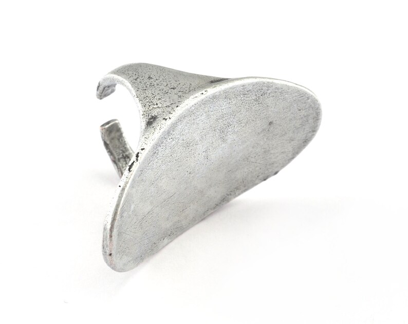 Adjustable Oval Ring Antique Silver Plated Brass (18mm 8US Inner Size ...
