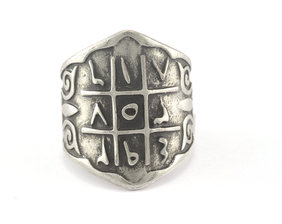 Arabic Numbers Signet Ring Symbols Adjustable Ring Antique Silver ...