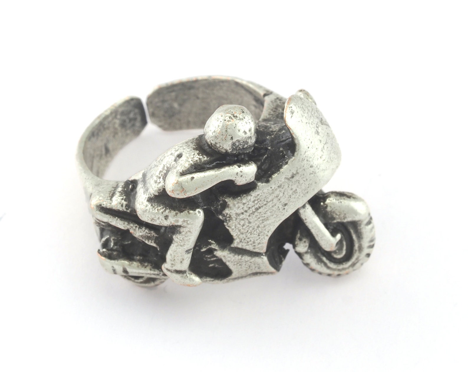 Motorcycles Ring Adjustable Ring Antique Silver Plated Brass - Etsy