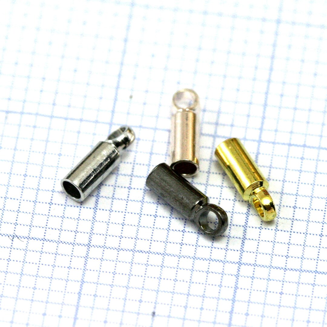 Cord Tip Ends, 2x6mm 1.5mm Inner With (1.2mm) Loop Ribbon End, Ends Cap ...