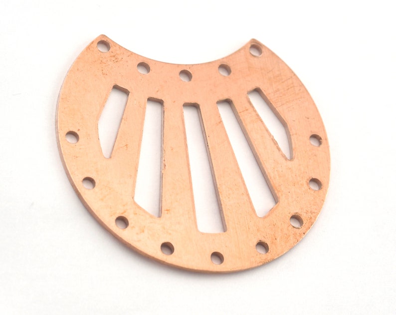 Cut Circle optional Holes Raw Copper 32x35mm Connector - Etsy