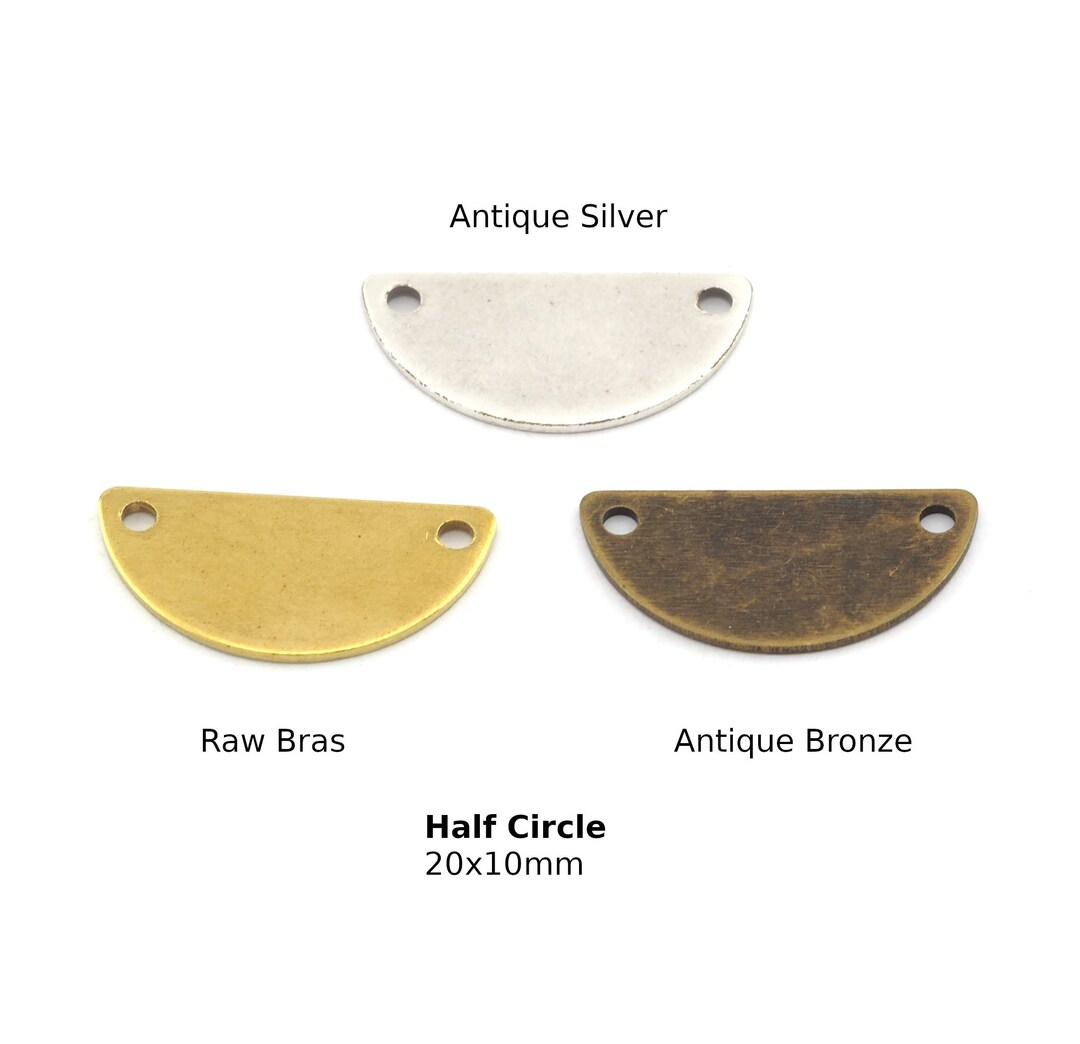 Half Circle Blanks Connector Raw Brass, Antique Silver, Antique Bronze ...