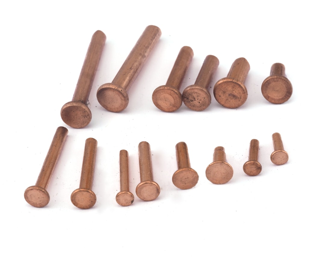 Raw Copper Rivets, Solid Flat Round Head, Various Sizes -2587 - Etsy UK