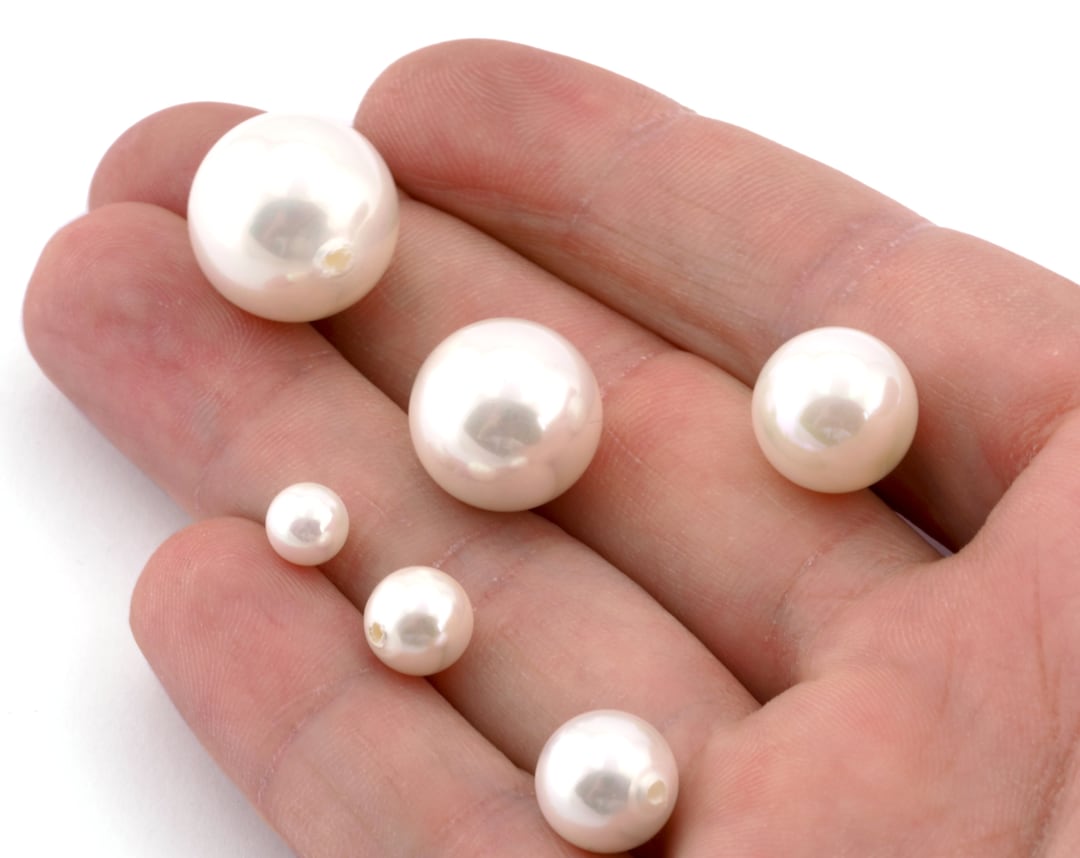 Half Drilled Sphere Pearls Beads White Majorca Pearl - Etsy