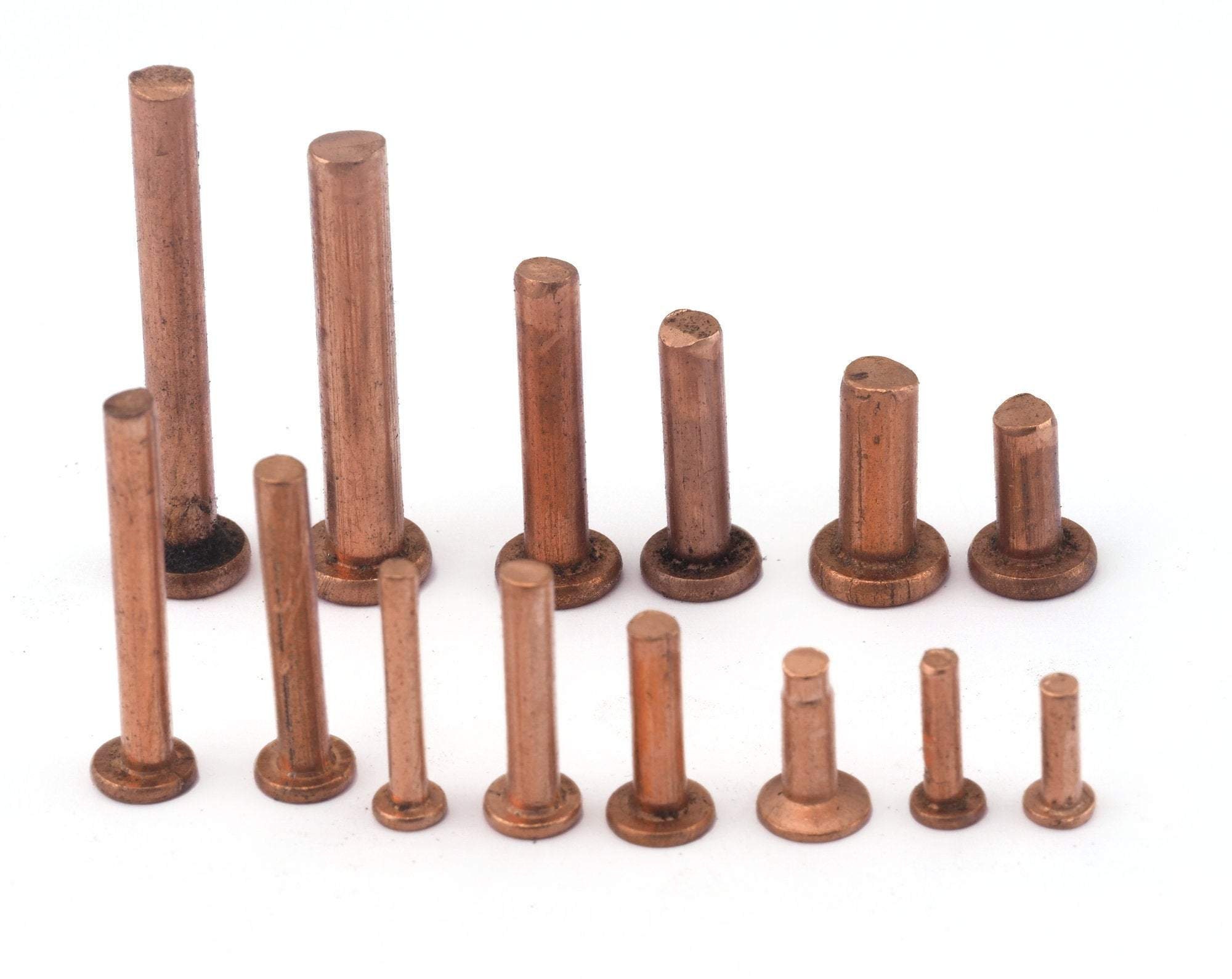 Raw Copper Rivets, Solid Flat Round Head, Various Sizes -2587 - Etsy