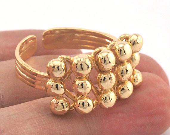 Ring Bubbles Adjustable Ring Gold Plated Brass 23mm 14US | Etsy