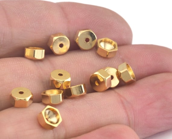 Hexagonal End Caps Gold Plated Brass 6x3mm 5mm Inner ENC5 - Etsy
