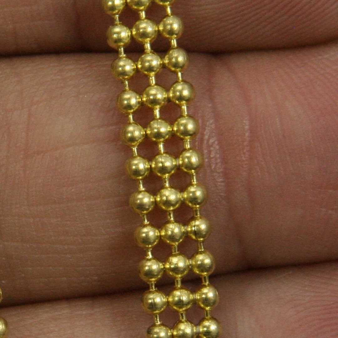 1.5mm 12 Gauge Three Strands Soldered Raw Brass Ball Chain 1225R Z064 ...