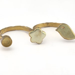 Ring Bird Flower Adjustable Ring Bezel Raw Brass (18mm 8US Inner Size ...