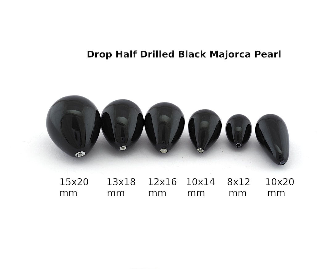 Black Drop Majorca Pearls – Half Drilled Beads for Earring Making - Cab ...