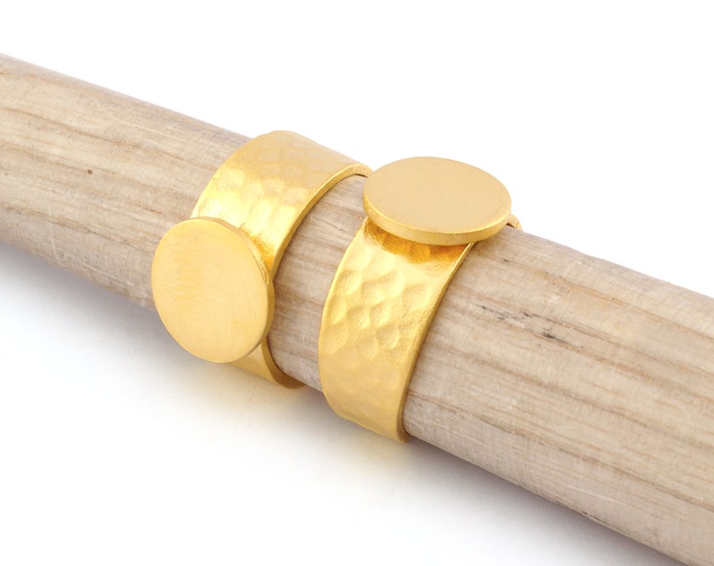 Signet Ring Hammered Adjustable Blank Matte Gold Plated - Etsy