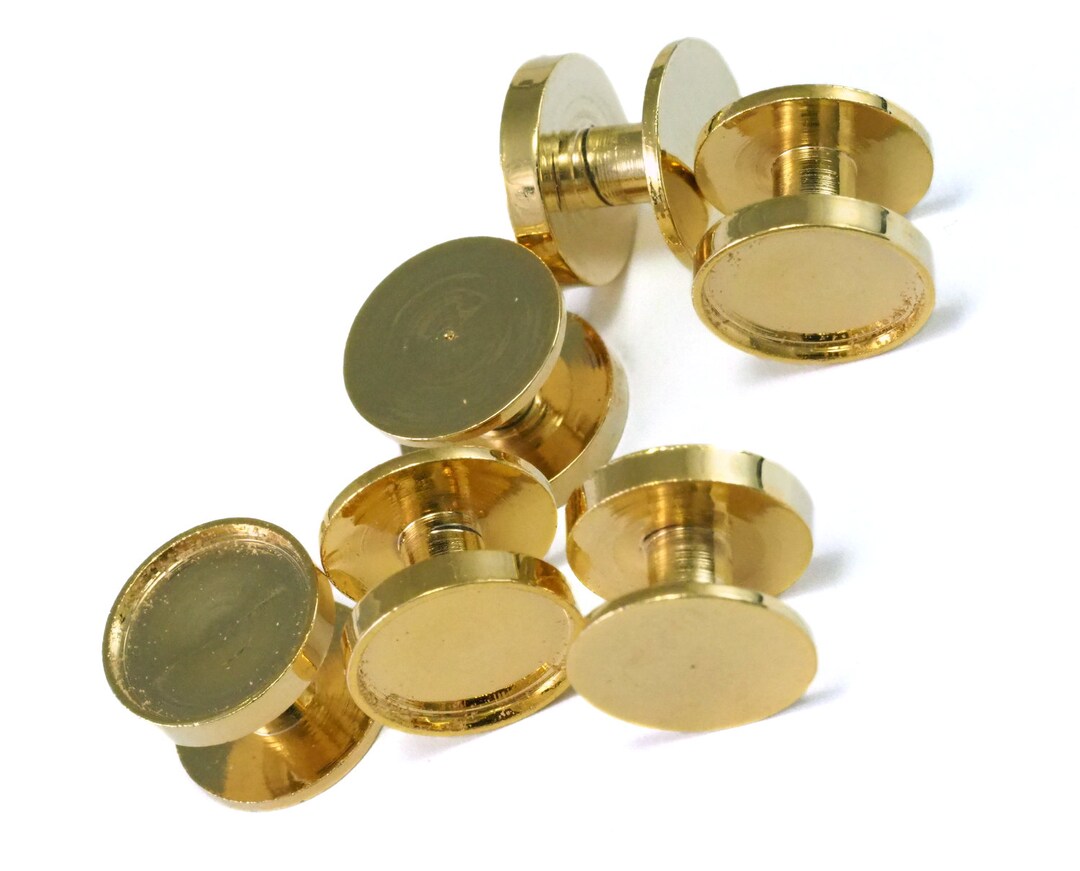 Shirt Collar Tuxedo Stud, 12x8mm 10mm Setting Cufflink Gold Plated ...