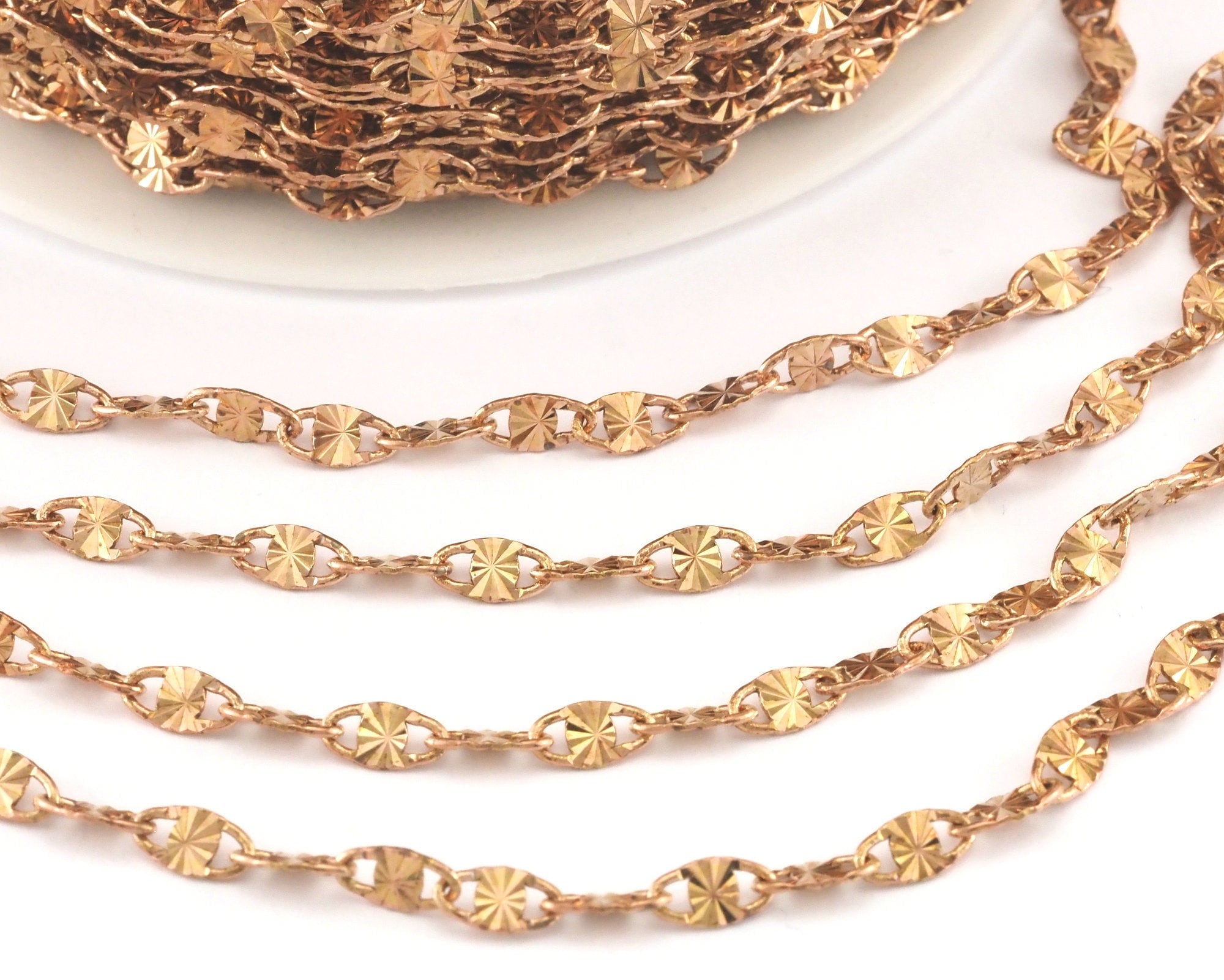 Oval Soldered Textured faceted Chain Raw Brass 4mm Z098 - Etsy