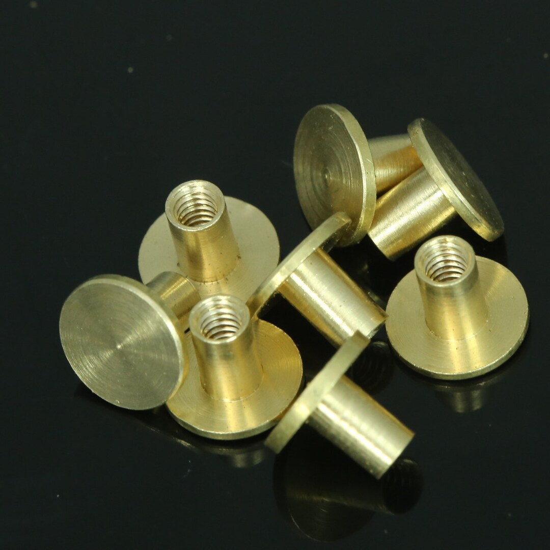 Chicago Screw / Concho Screw, ,9x6mm Raw Brass Studs, Screw Rivets, 1/8 ...