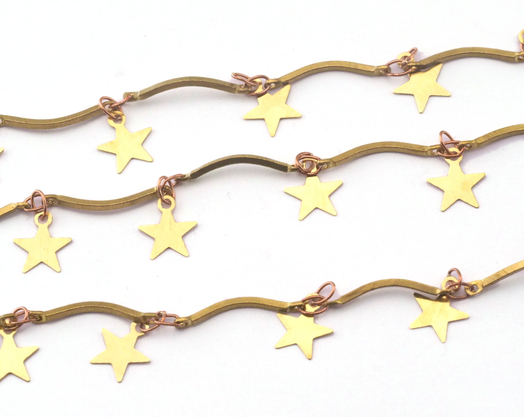 Bar Star Chain 7mm Star Size1mm Bar Size Raw Brass - Etsy UK