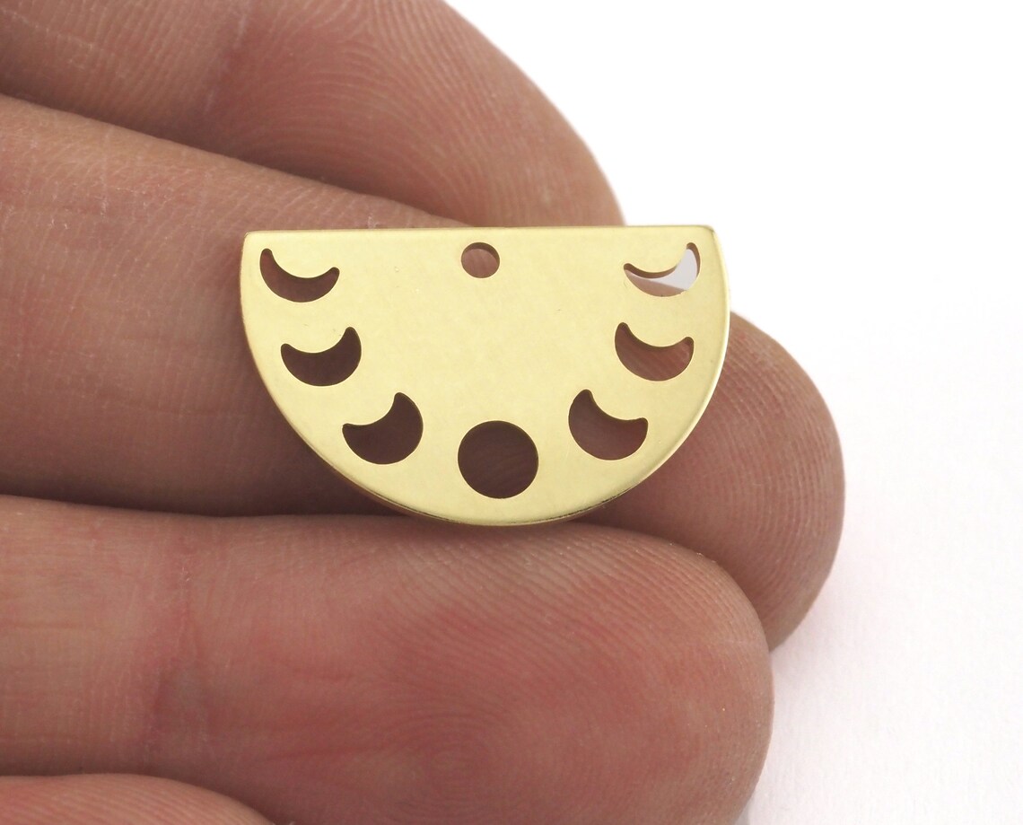Semi Circle Half Moon (states of the Moon Holes ) Raw Brass 22x14mm (0 ...